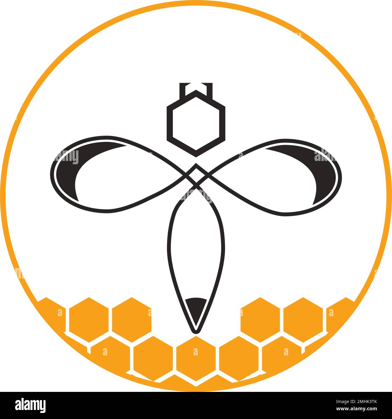 honey comb bees logo. vector illustration design template Stock Vector ...