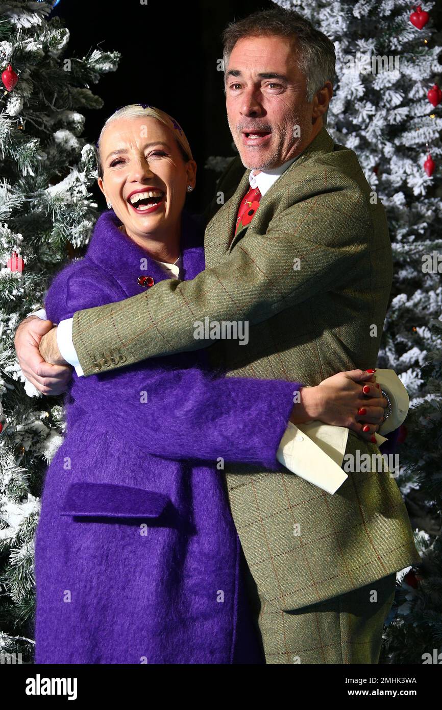 Actress and writer Emma Thompson and husband Greg Wise pose for photographers upon arrival at ...