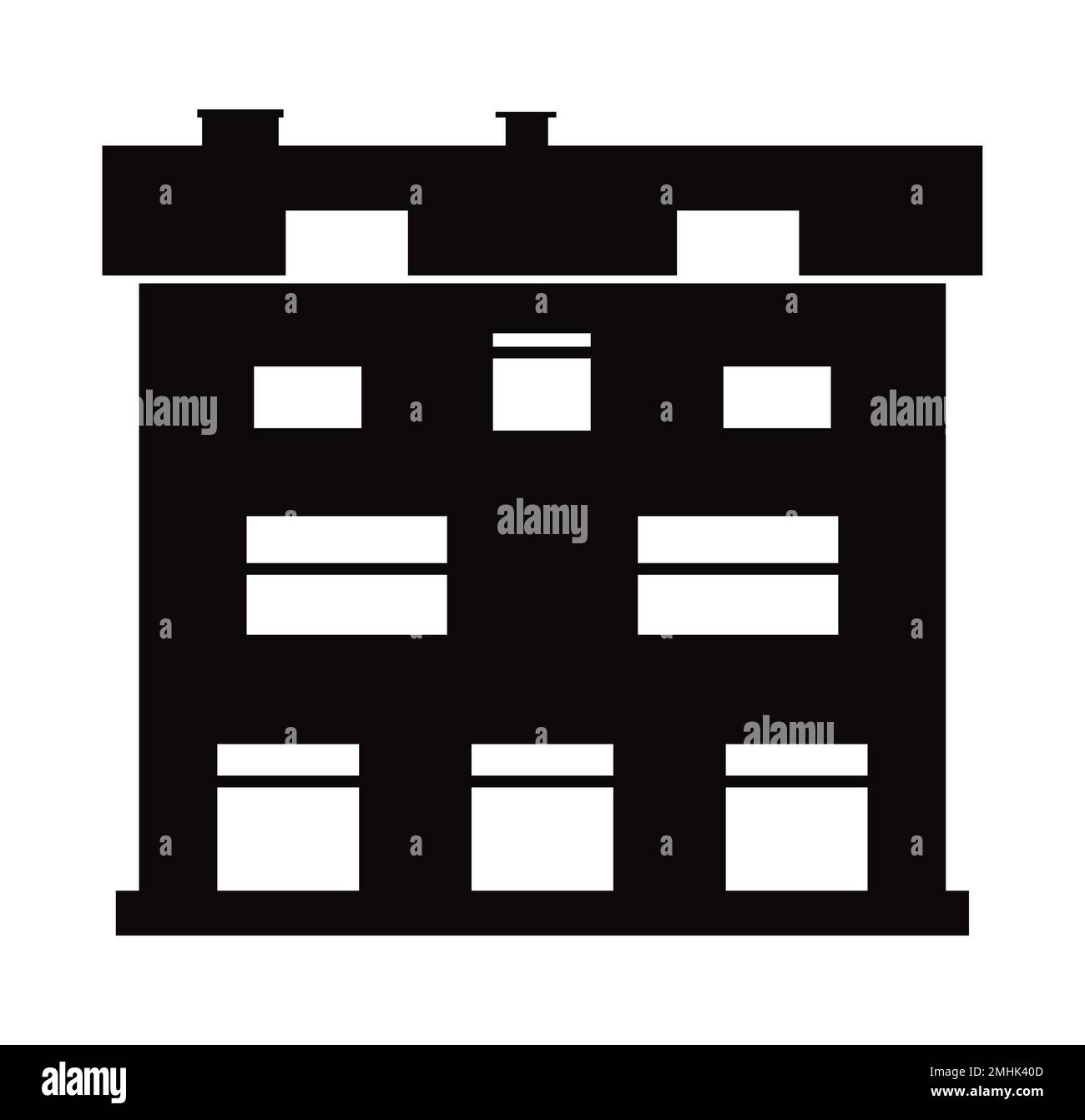 Black silhouette single construction building for design and decoration ...