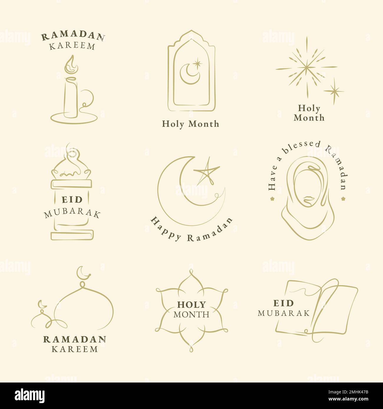Ramadan kareem doodle logo vector set Stock Vector Image & Art - Alamy