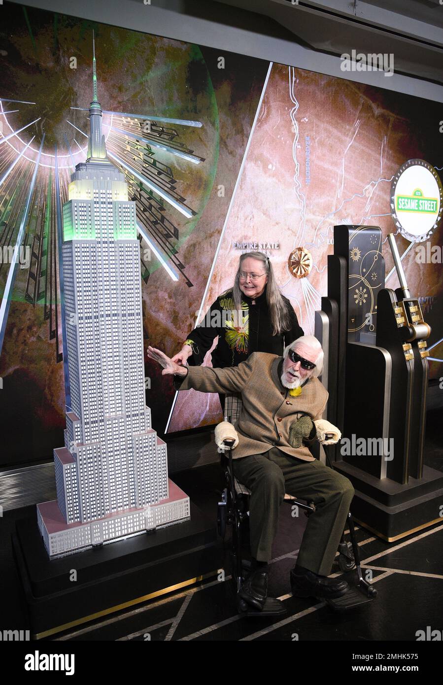 Puppeteer Caroll Spinney, seated, and his wife Debra Spinney ...