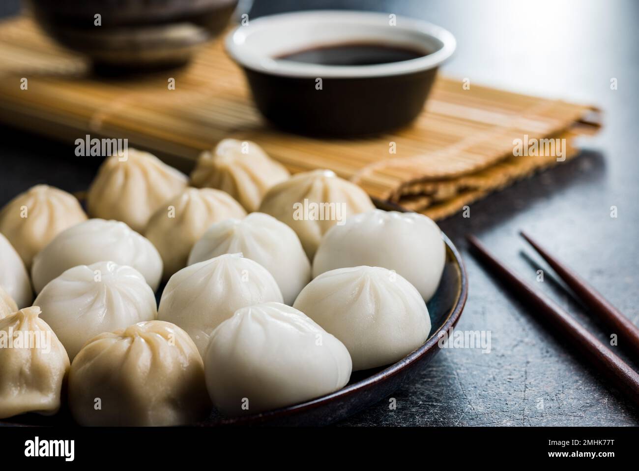 Xiaolongbao, traditional steamed dumplings. Xiao Long Bao buns on the ...