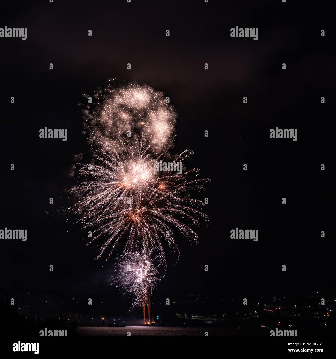 Firework explosions over the harbour from Devil's Point as part of 2022 ...