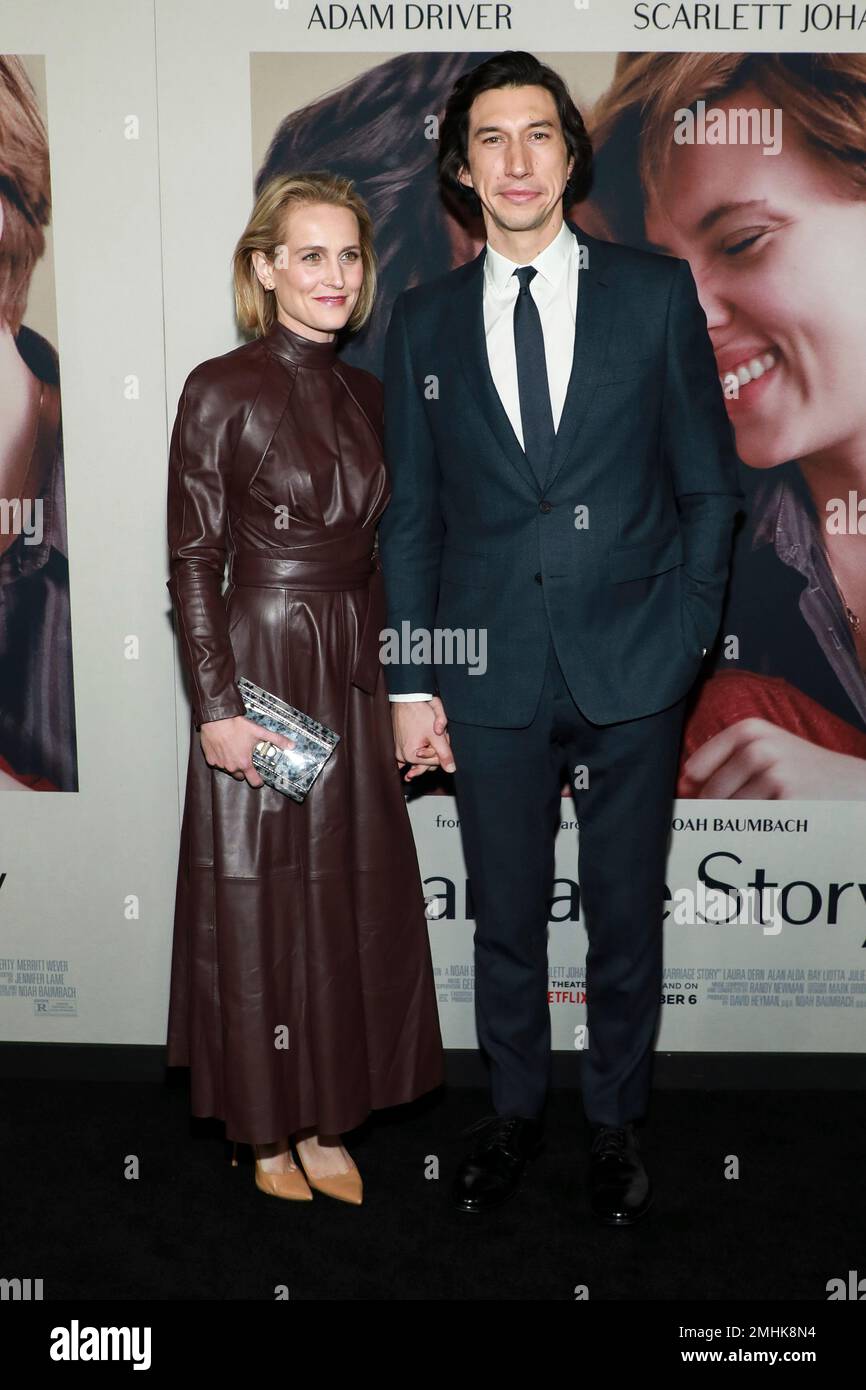Joanne Tucker and Adam Driver attend the premiere of "Marriage Story ...