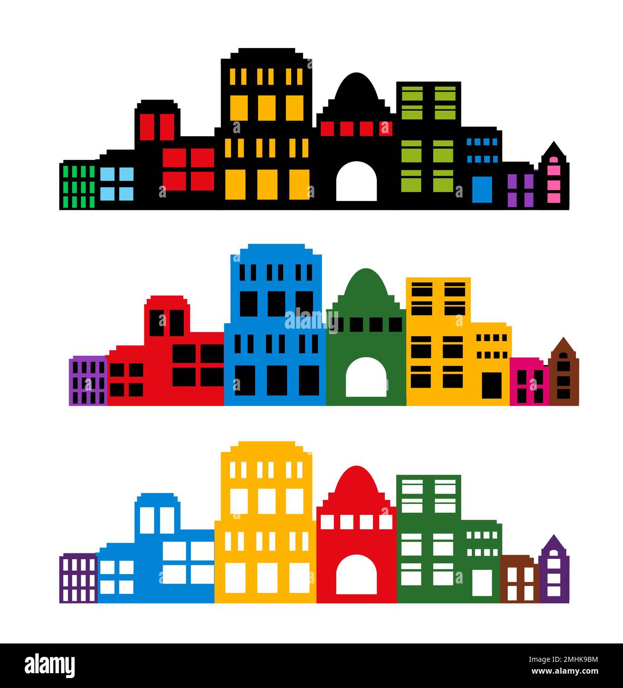 Silhouette multicolor of city Cityscape skyline landscape background ...