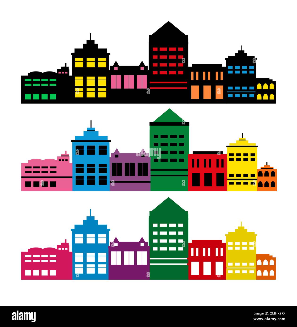 Silhouette multicolor of city Cityscape skyline landscape background ...