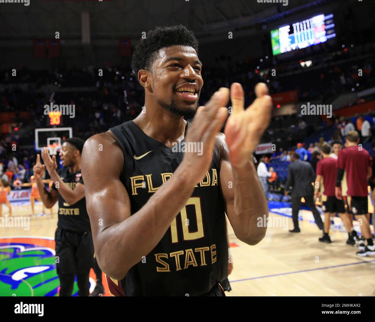 Florida State forward Malik Osborne (10) celebrates after an NCAA ...
