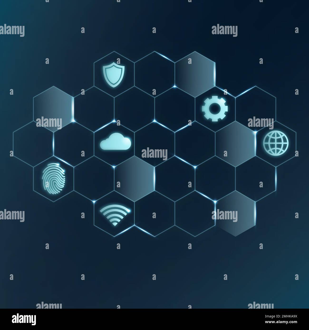 AI cloud technology icons, vector digital network symbols Stock Vector ...