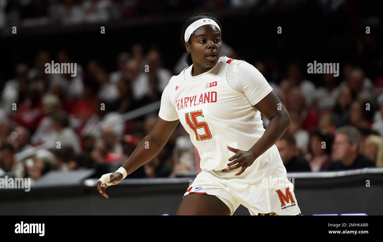 Maryland's Ashley Owusu gestures against South Carolina during an NCAA ...