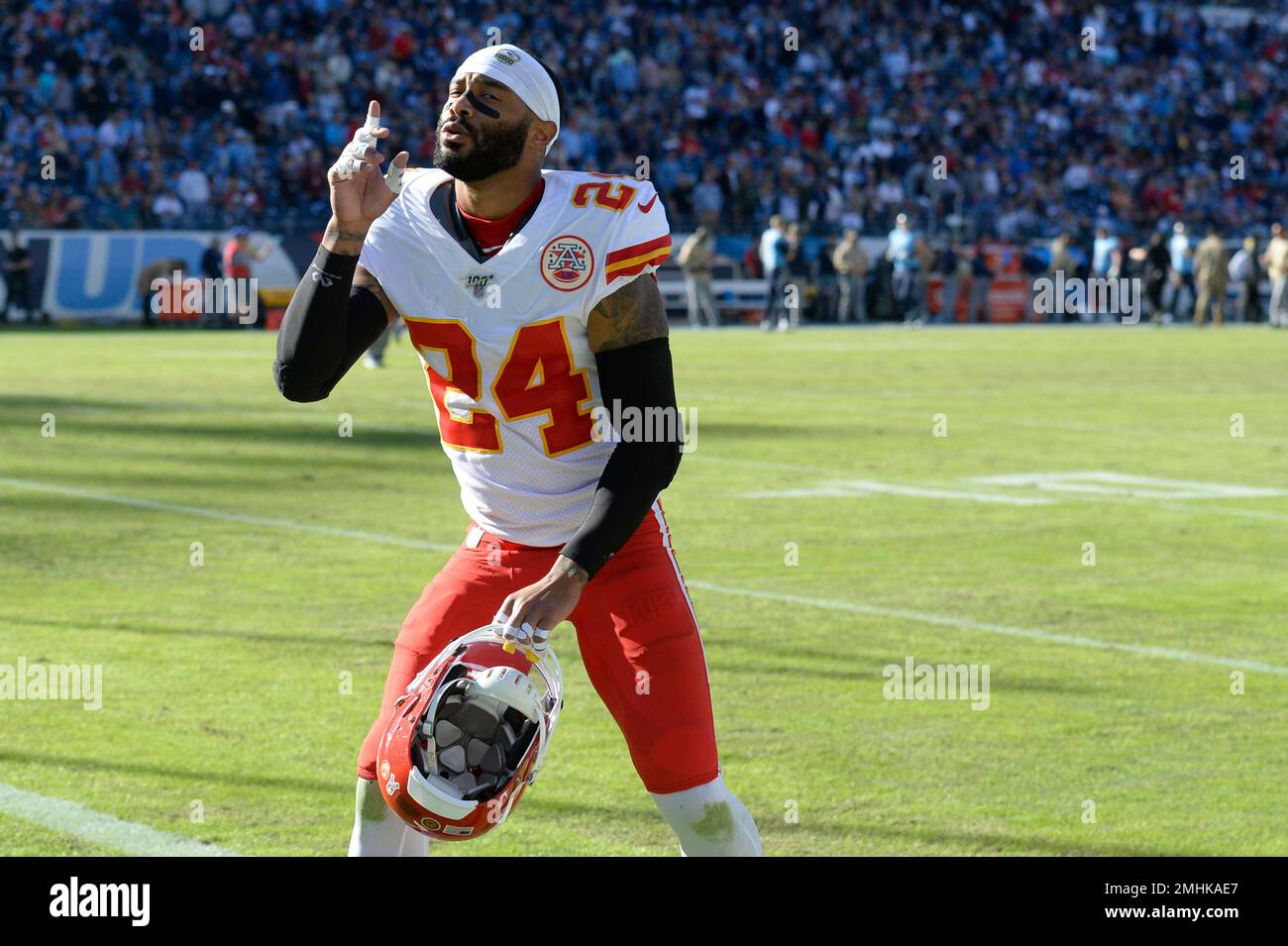 Kansas City Chiefs strong safety Jordan Lucas gets ready to play at ...