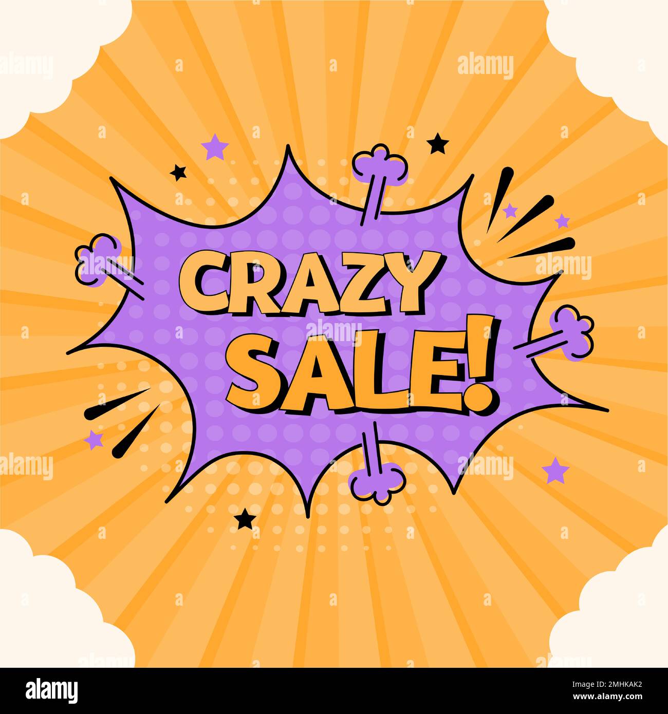 Comic speech bubble with expression text crazy sale. Vector bright ...