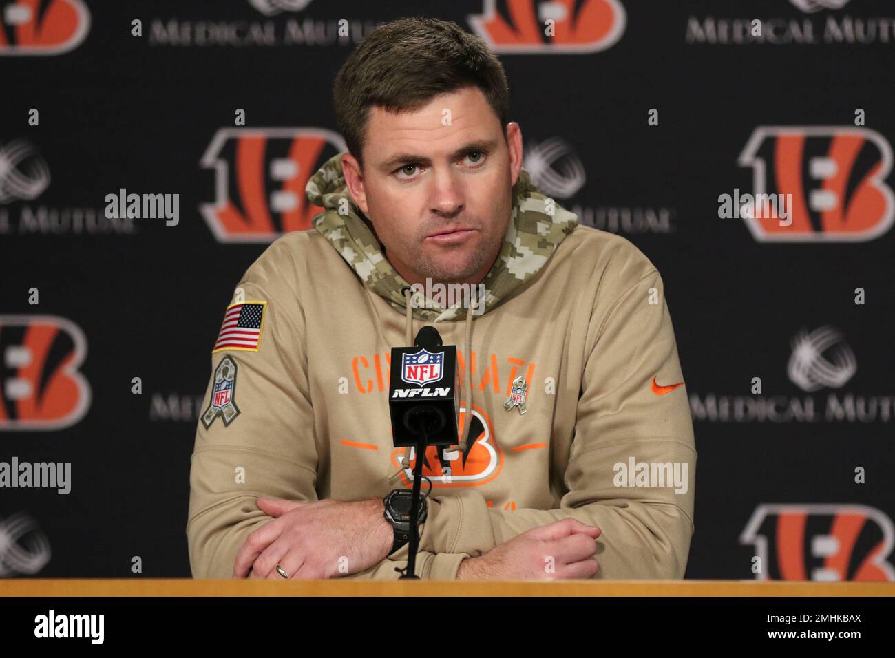 Cincinnati Bengals head coach Zac Taylor participates in a news ...