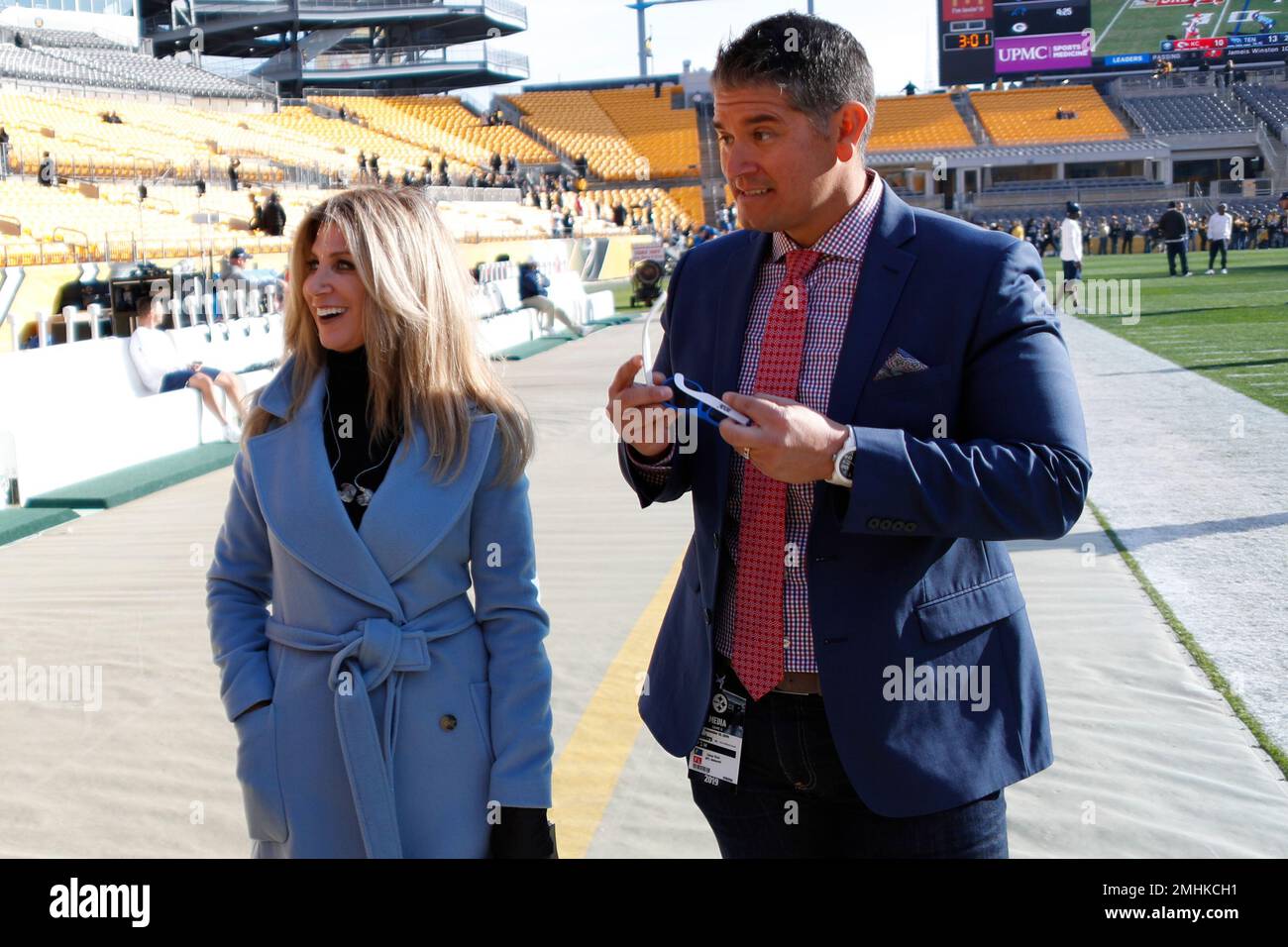 Fix Sports reporter Laura Okmin, left, and NFLN reporter Omar Ruiz ...