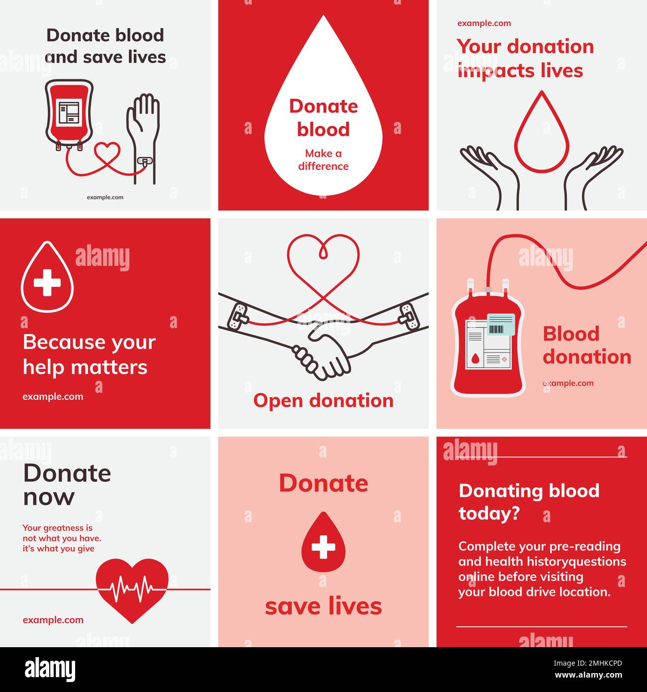 Blood donation campaign template vector social media ad in minimal ...