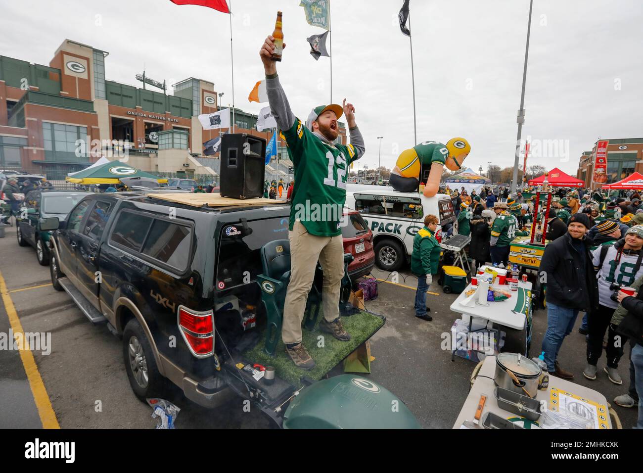 Jon Eisele tailgates before an NFL football game between the Green Bay ...