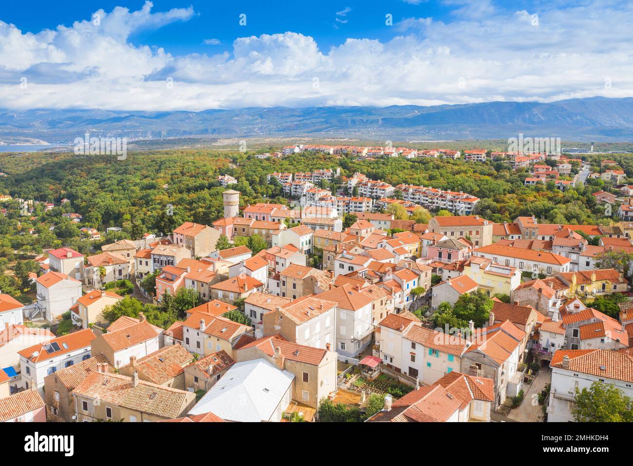 Town of Omisalj on Krk island, Croatia, aerial view Stock Photo - Alamy