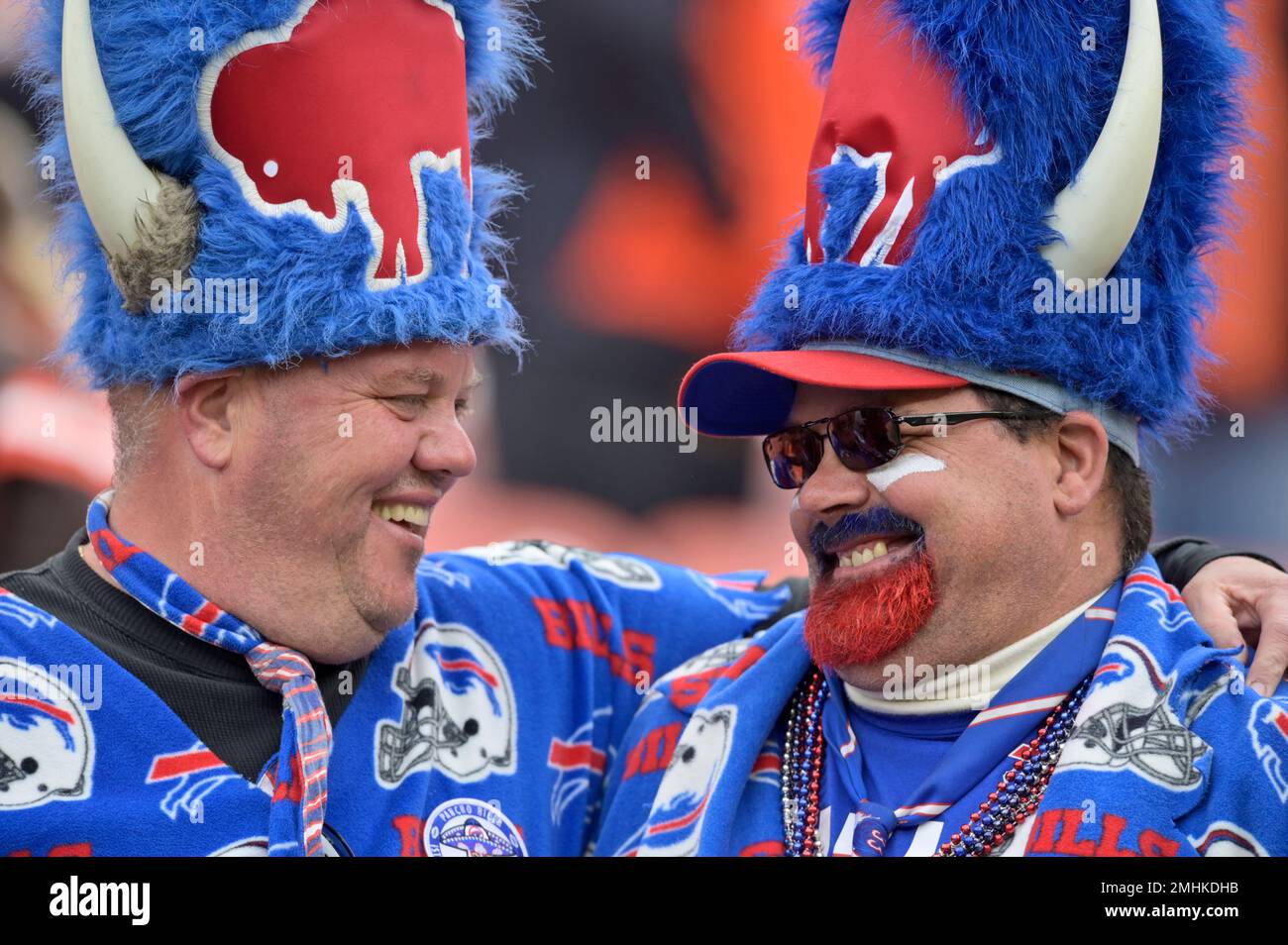 Buffalo Bills fans are shown before an NFL football game between the ...