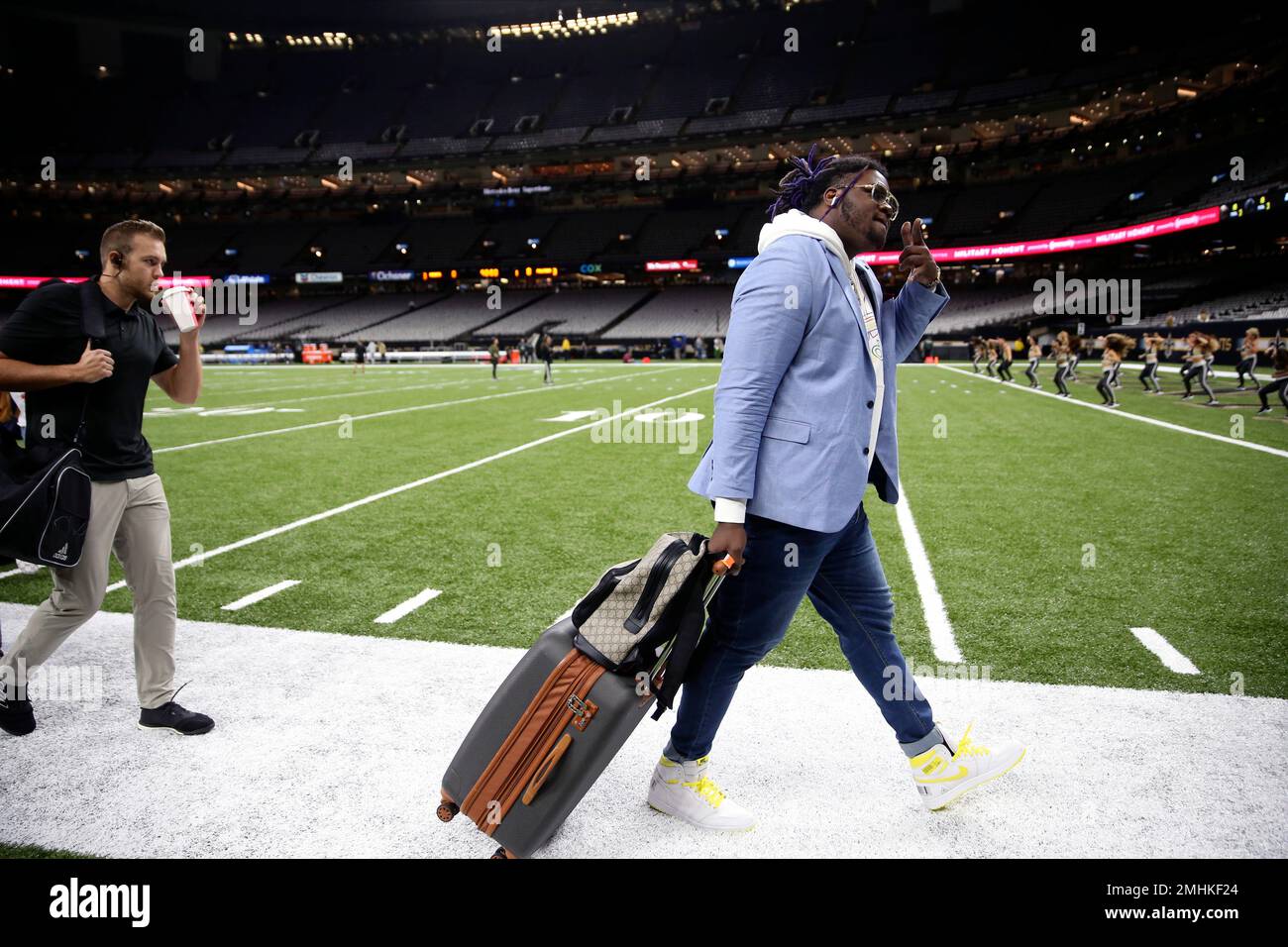 Atlanta Falcons offensive guard Jamon Brown arrives before an NFL ...