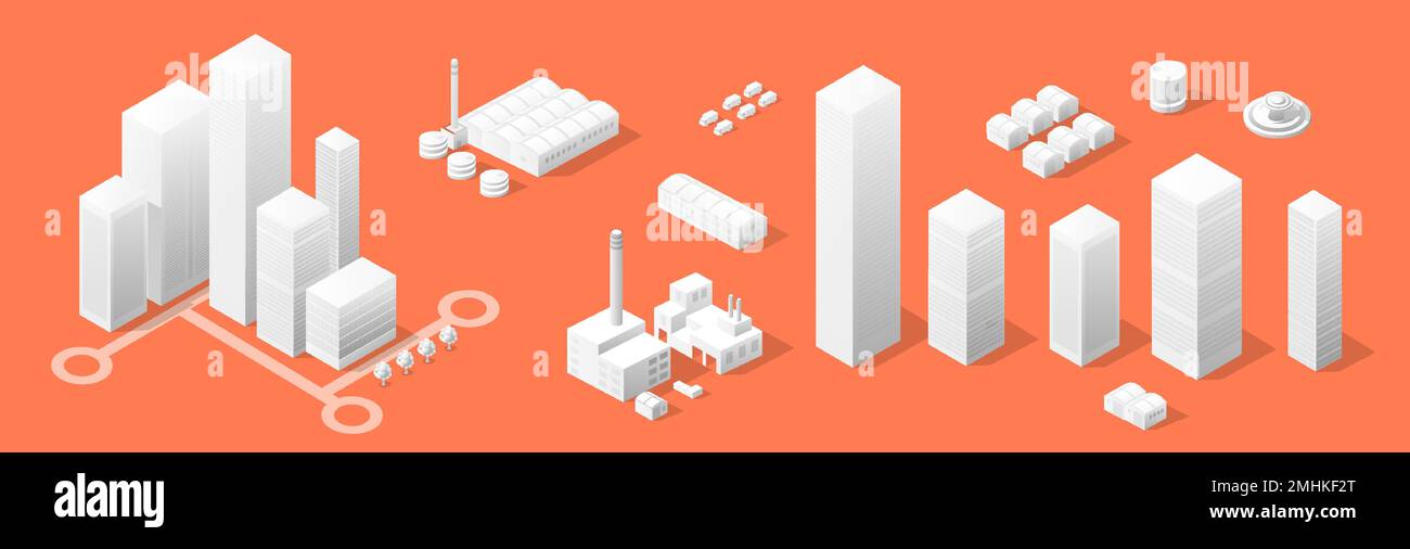 3d illustration map of the white city on white design street town ...