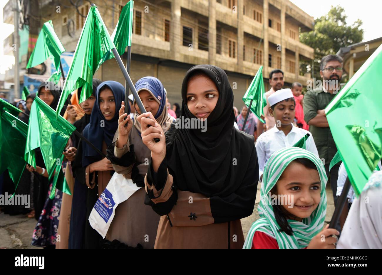 Indian Muslim children participate in a procession to mark Milad-un ...