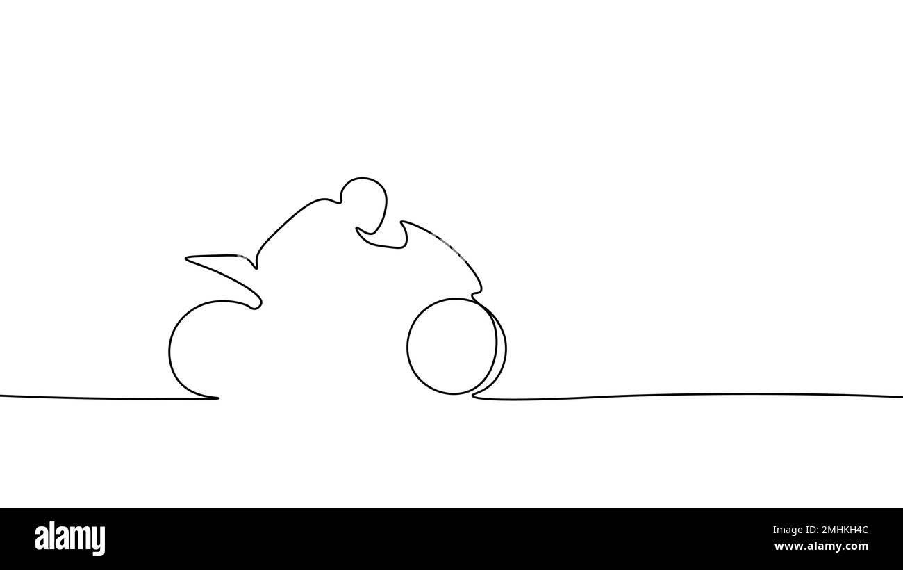 One line continuous motocross rider motorbike symbol concept. Motosport ...