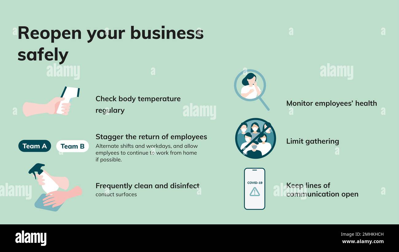 Reopen business COVID 19 template, coronavirus vector slide Stock ...
