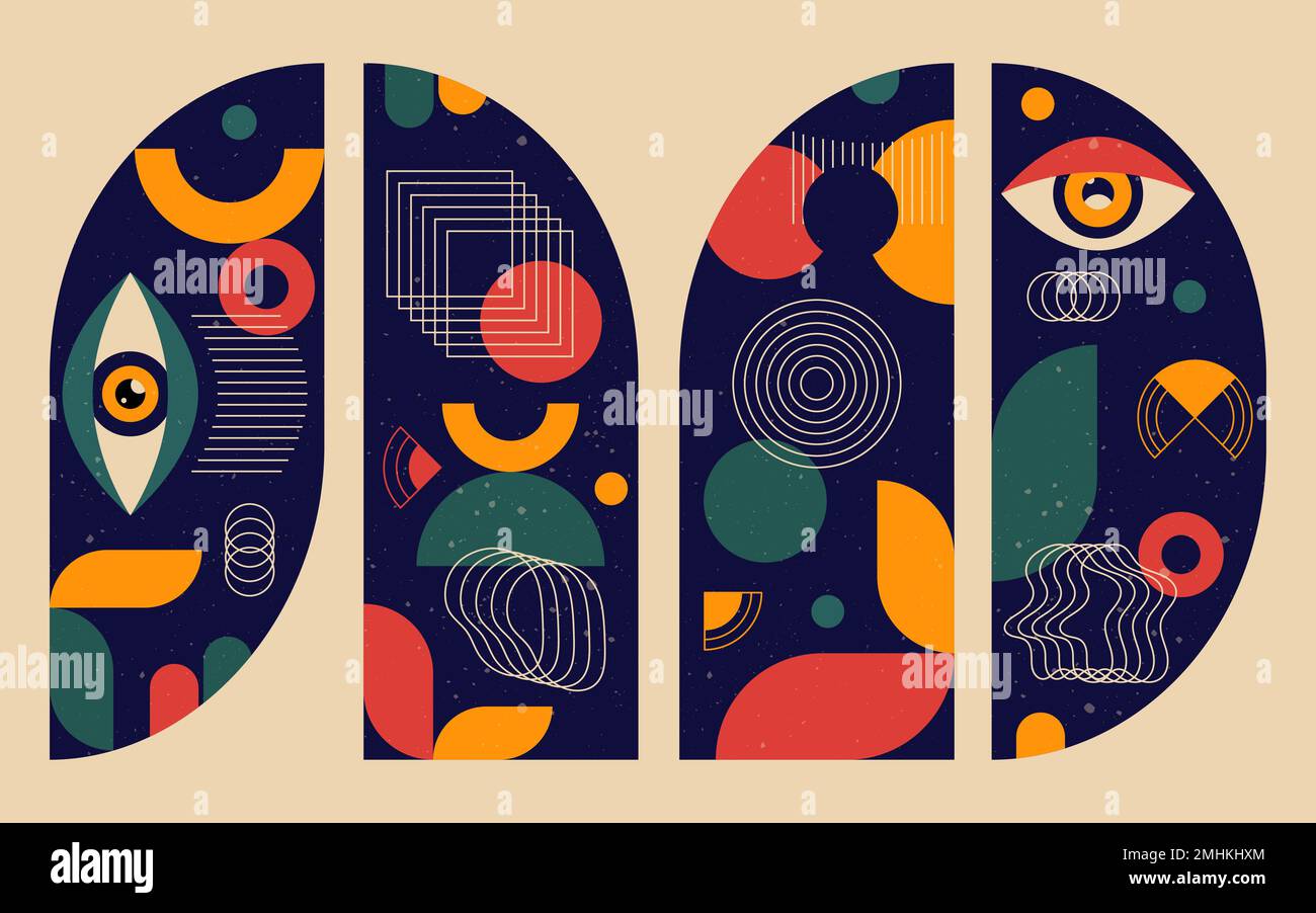 Bauhaus eye geometric art. 20s geometric design shapes with noise Stock ...