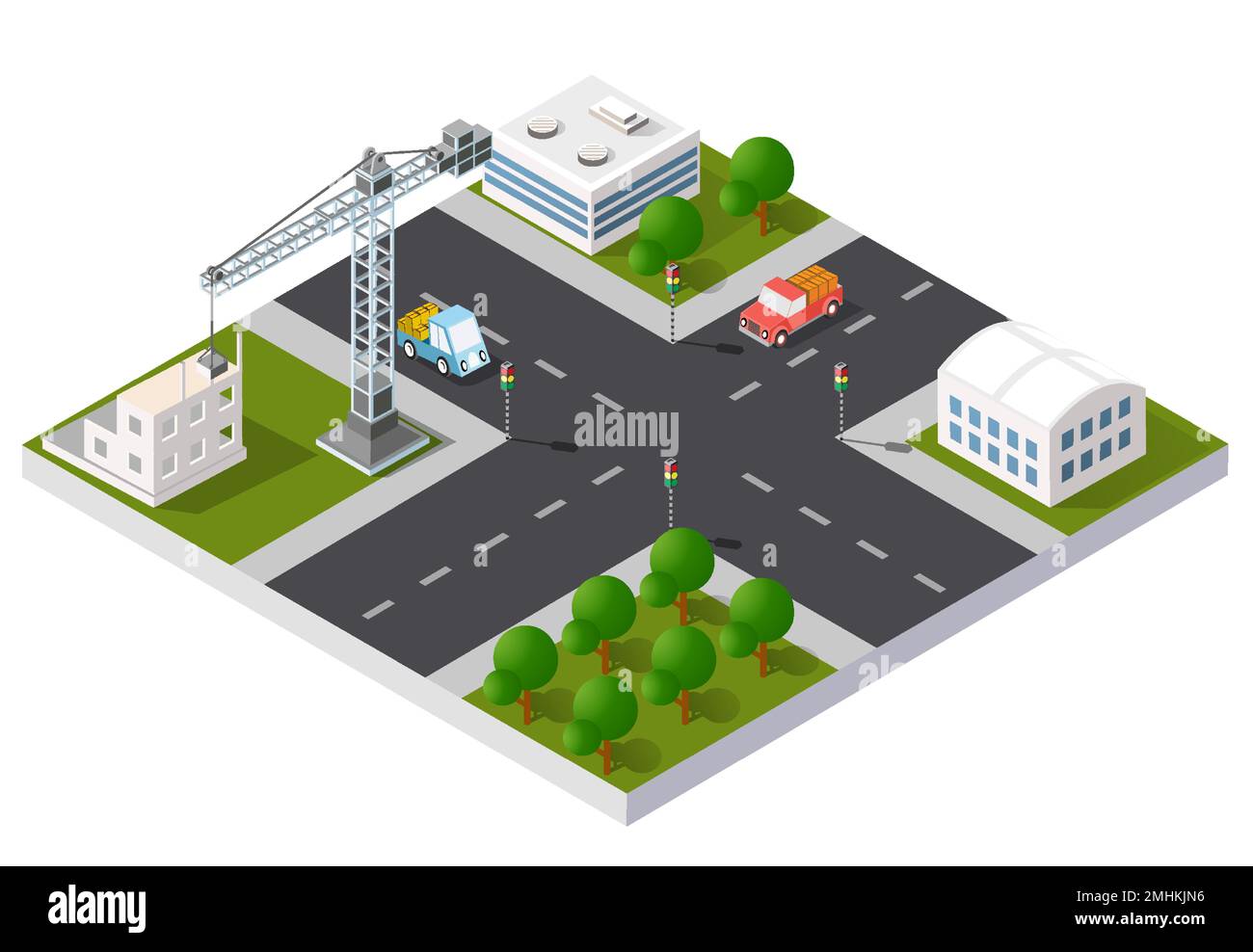 Cityscape icon design elements with isometric building city map ...