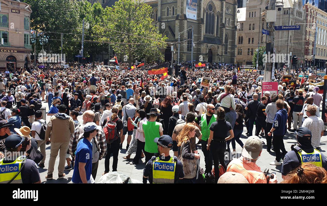 Melbourne, Australia. 26th Jan, 2023. A large number of people take ...