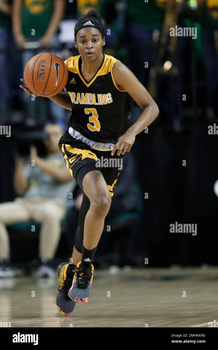 Grambling State guard Brandi Washington (3) advances the ball up court ...