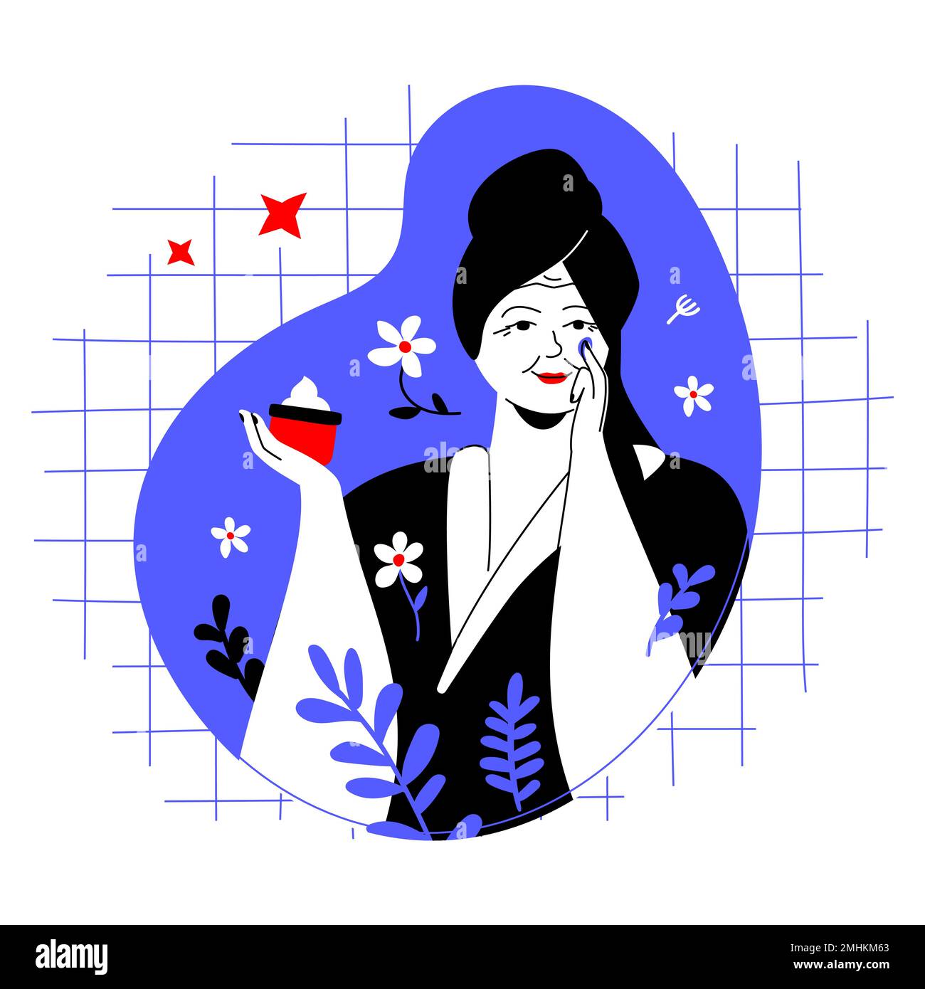 Use of age cosmetics - colorful flat design style illustration Stock ...