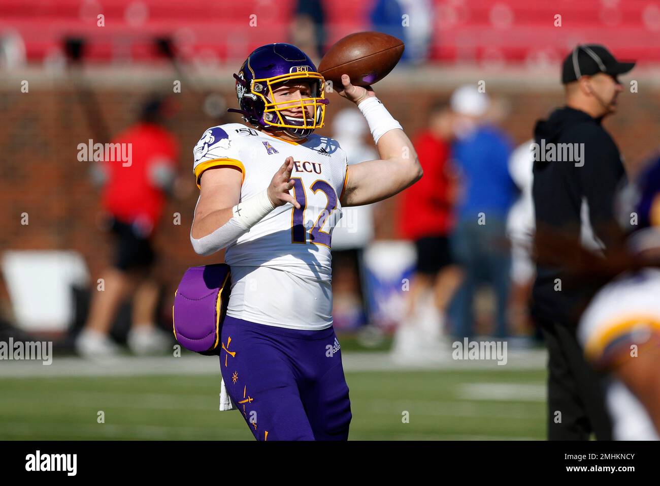 ECU quarterback Holton Ahlers warms up before an NCAA college football ...