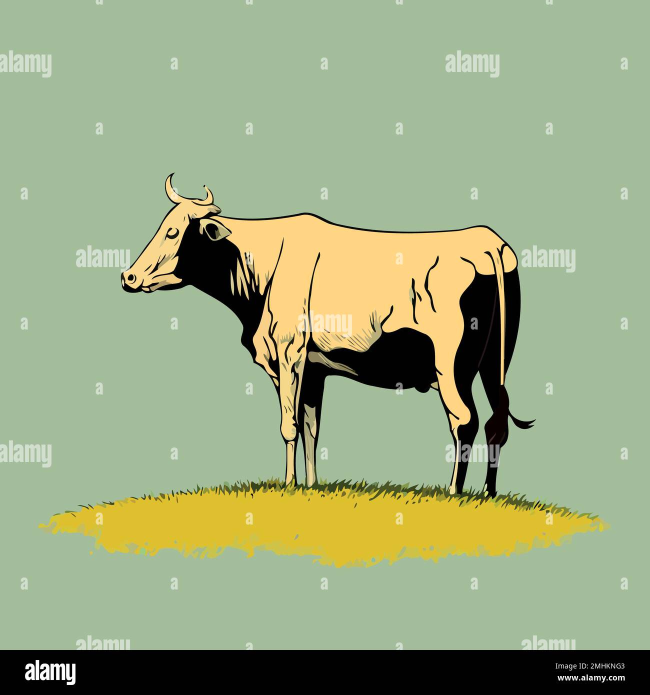 Farm animal vector drawing an adult big cow Stock Vector Image & Art ...