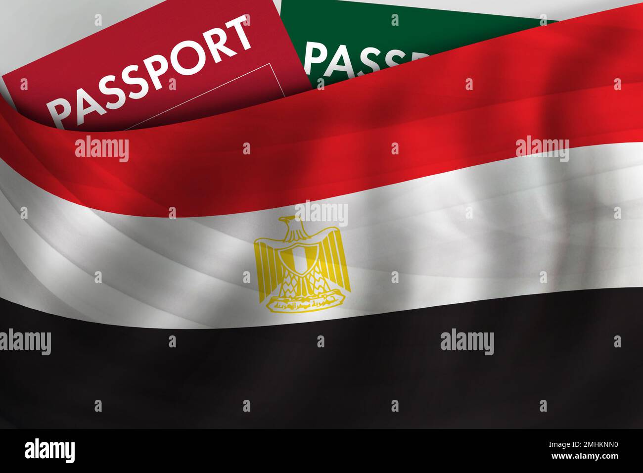 Egyptian flag background and passport of Egypt. Citizenship, official ...