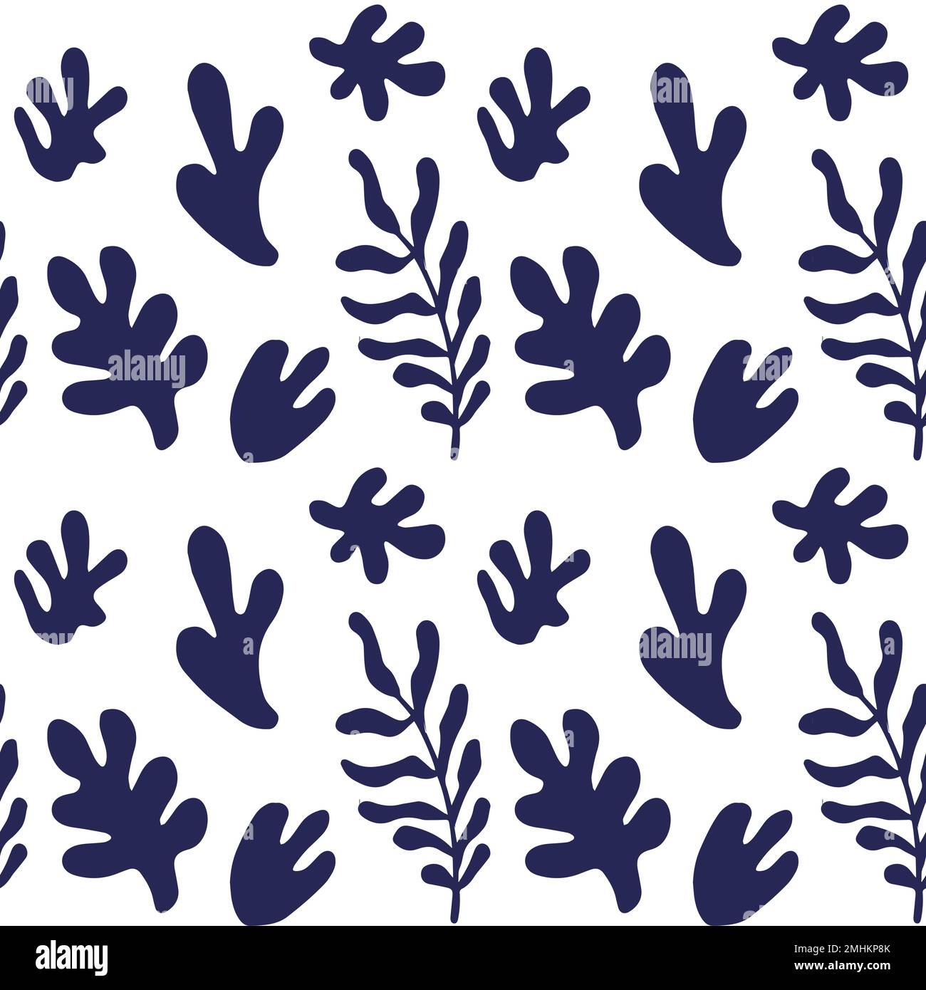 Hand drawn minimal abstract organic shapes pattern matisse style ...