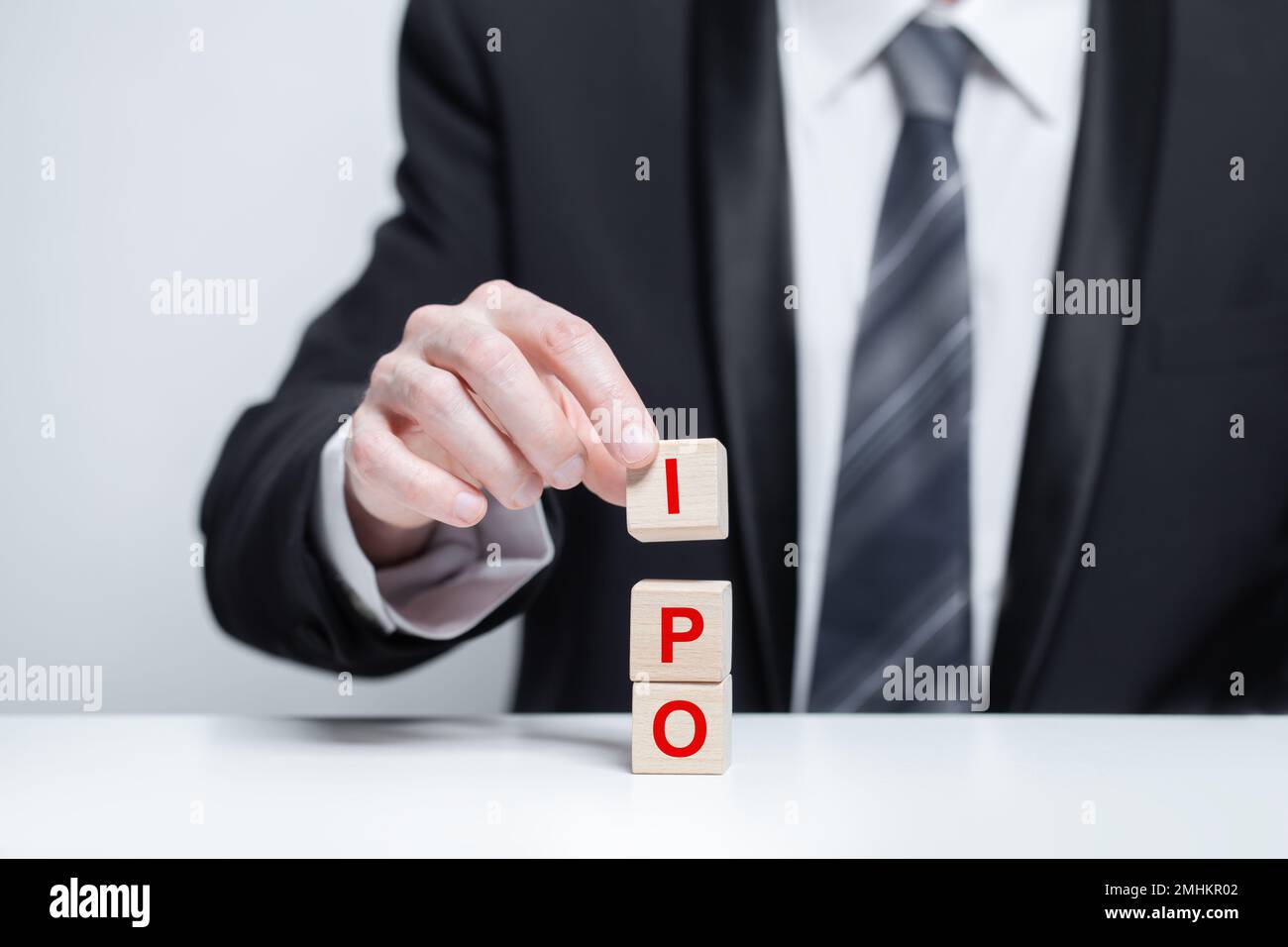 Wooden cubes with word, business IPO concept Stock Photo - Alamy