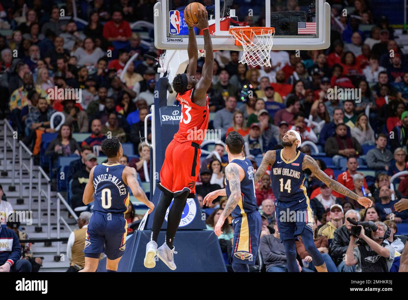 Toronto Raptors forward Pascal Siakam (43) goes for a dunk against the ...