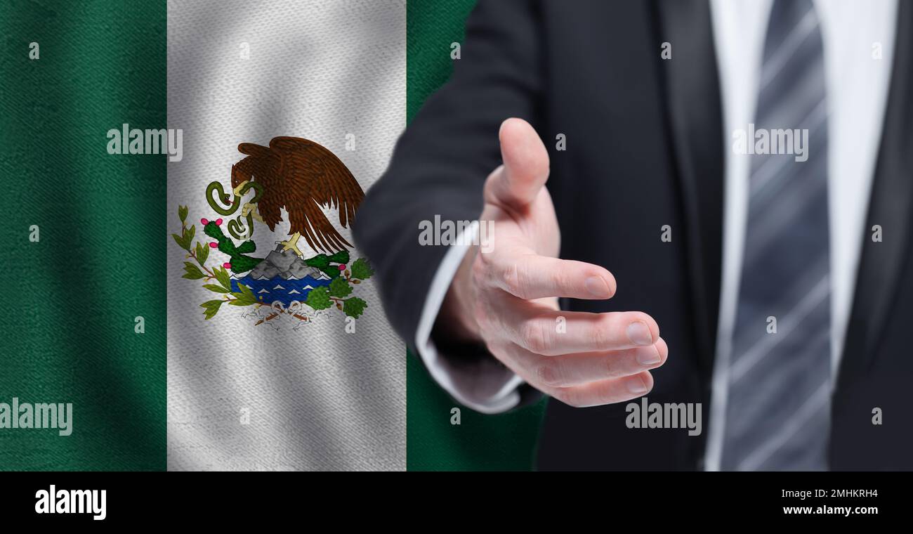 Mexican business, politics, cooperation and travel concept. Hand on ...
