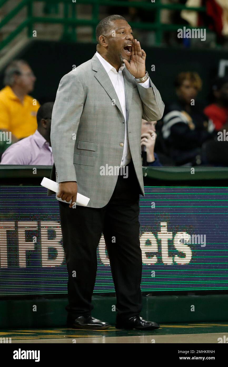 Grambling State head coach Freddie Murray instructs his team during an ...