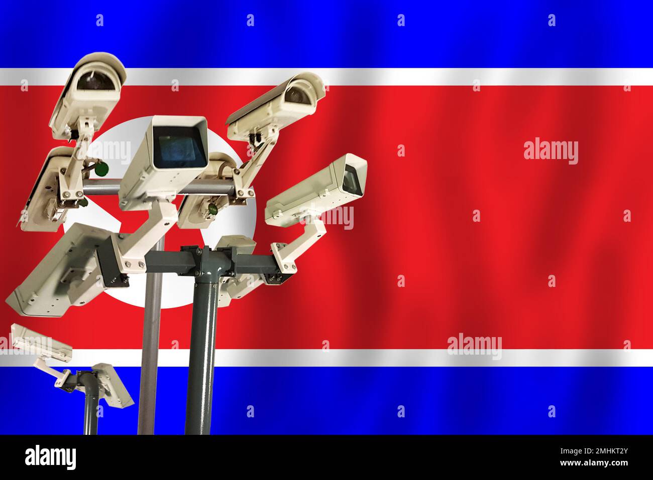 North Korean CCTV camera on the flag of DPRK Surveillance, security ...