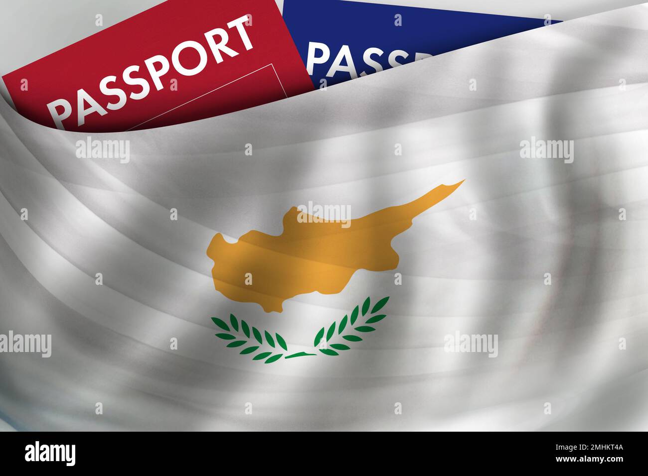 Cypriot flag background and passport of Republic of Cyprus. Citizenship ...