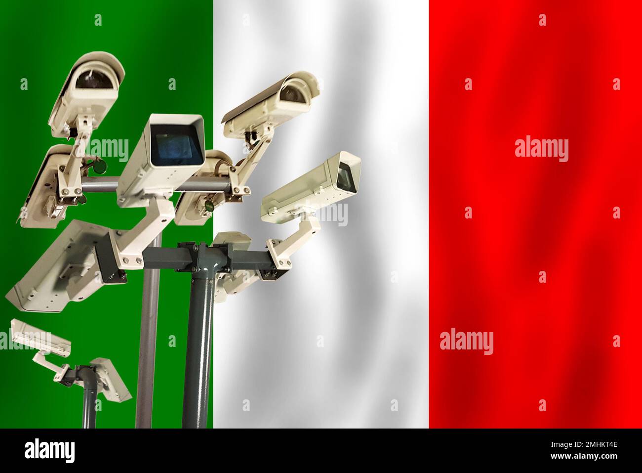 Italian CCTV camera on the flag of Italy Surveillance, security ...
