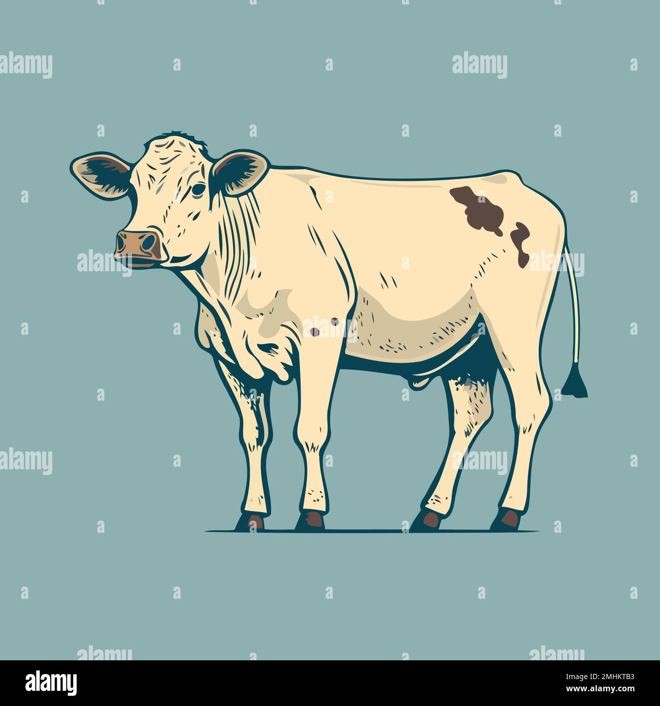 Farm animal vector drawing an adult big cow Stock Vector Image & Art ...
