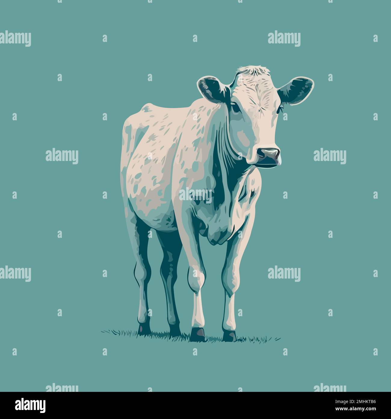 Farm animal vector drawing an adult big cow Stock Vector Image & Art ...