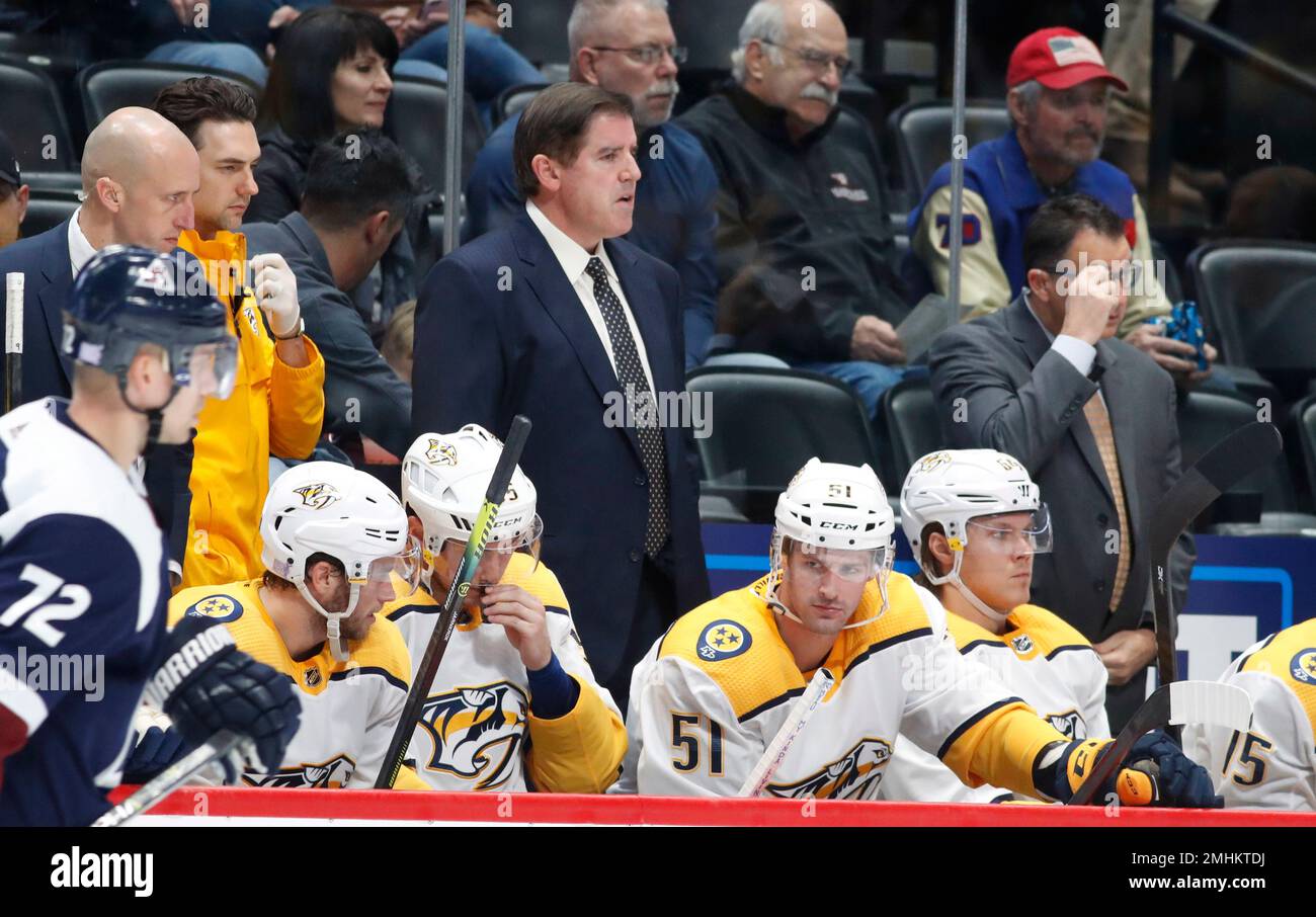 Nashville Predators head coach Peter Laviolette in the second period of ...