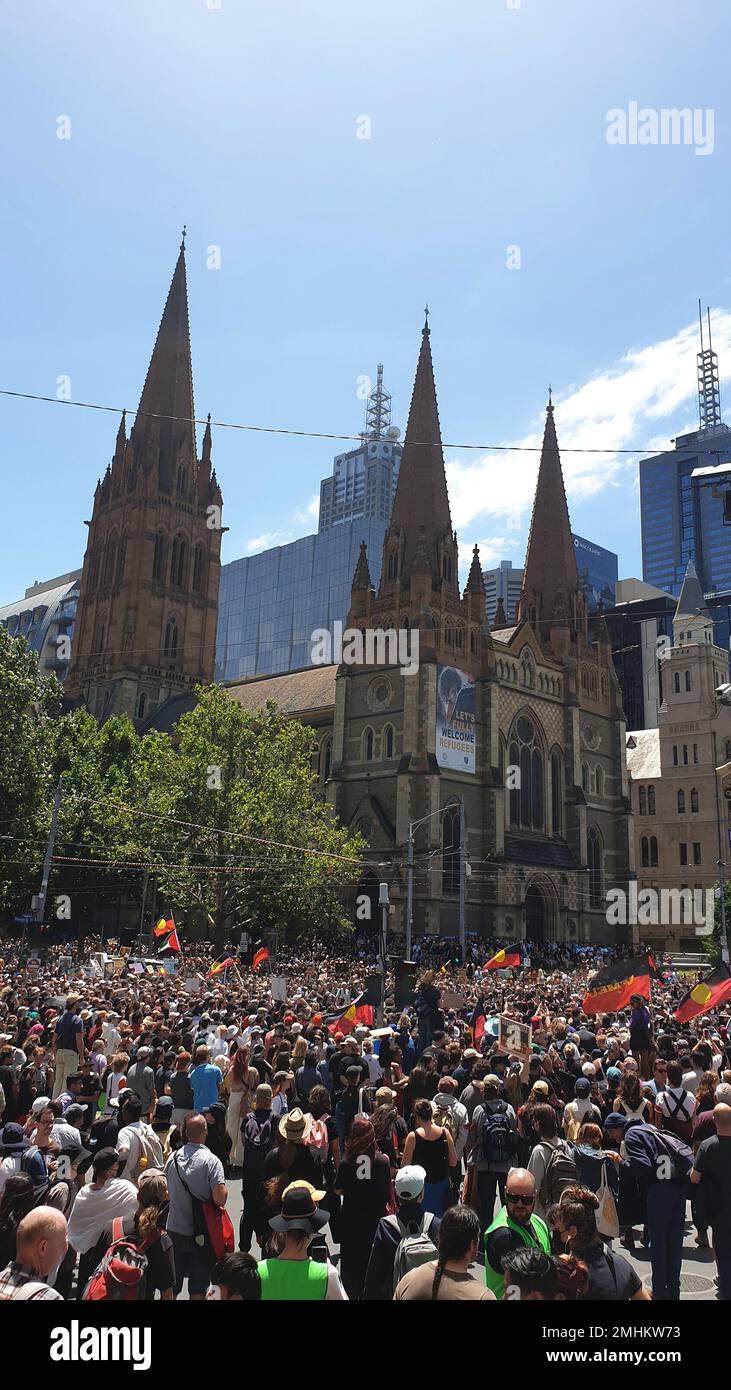 Melbourne, Victoria, Australia. 26th Jan, 2023. A large number of ...
