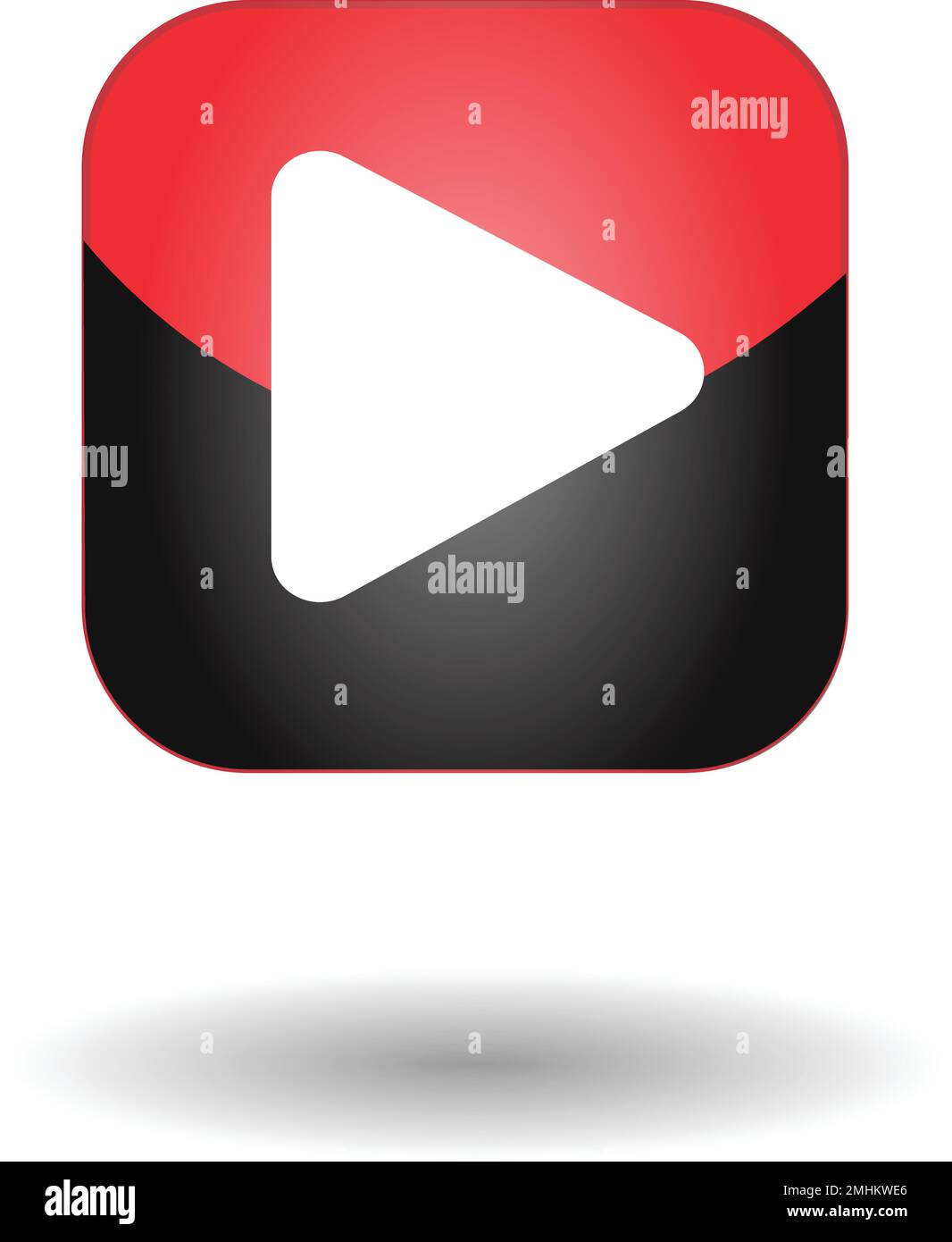 Black and red play button symbol, video streaming, broadcasting icon ...