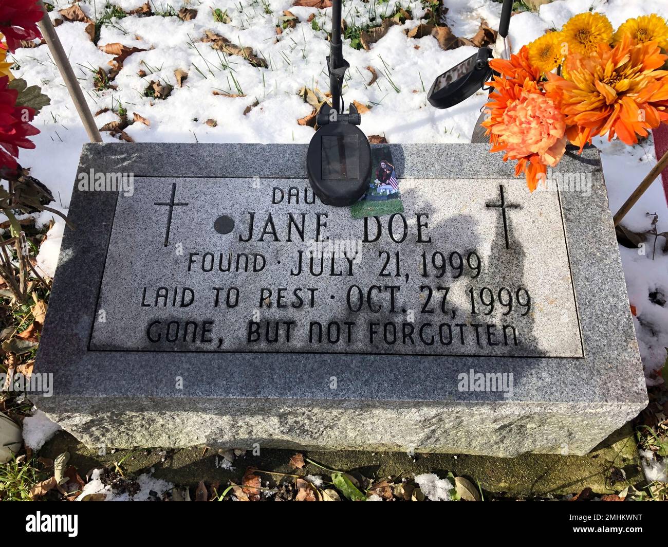 This Friday, Nov. 8 2019 photo from Caledonia, Wis. shows the grave of ...