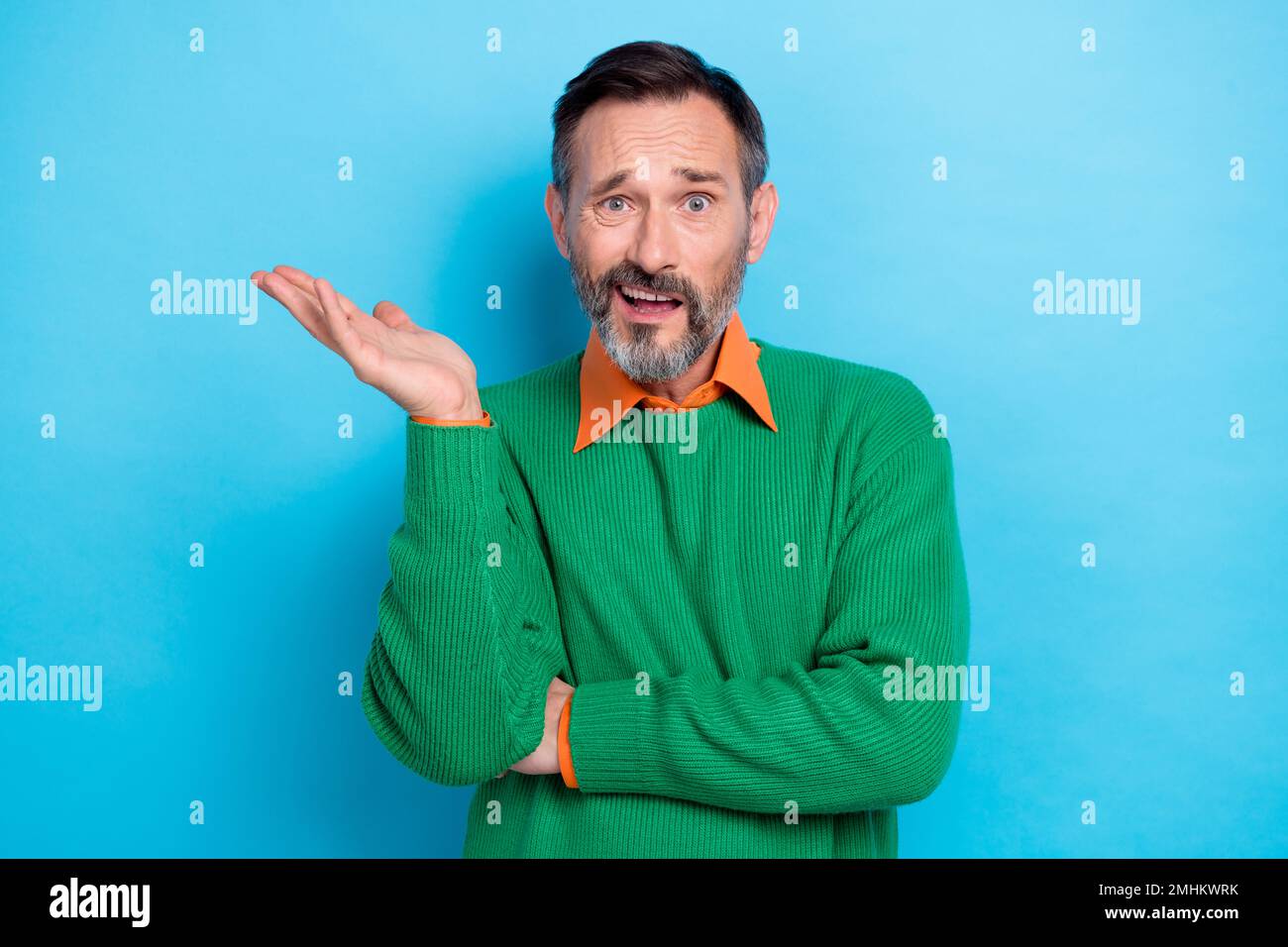 Photo portrait of mature handsome man arguing irritated face annoyed ...