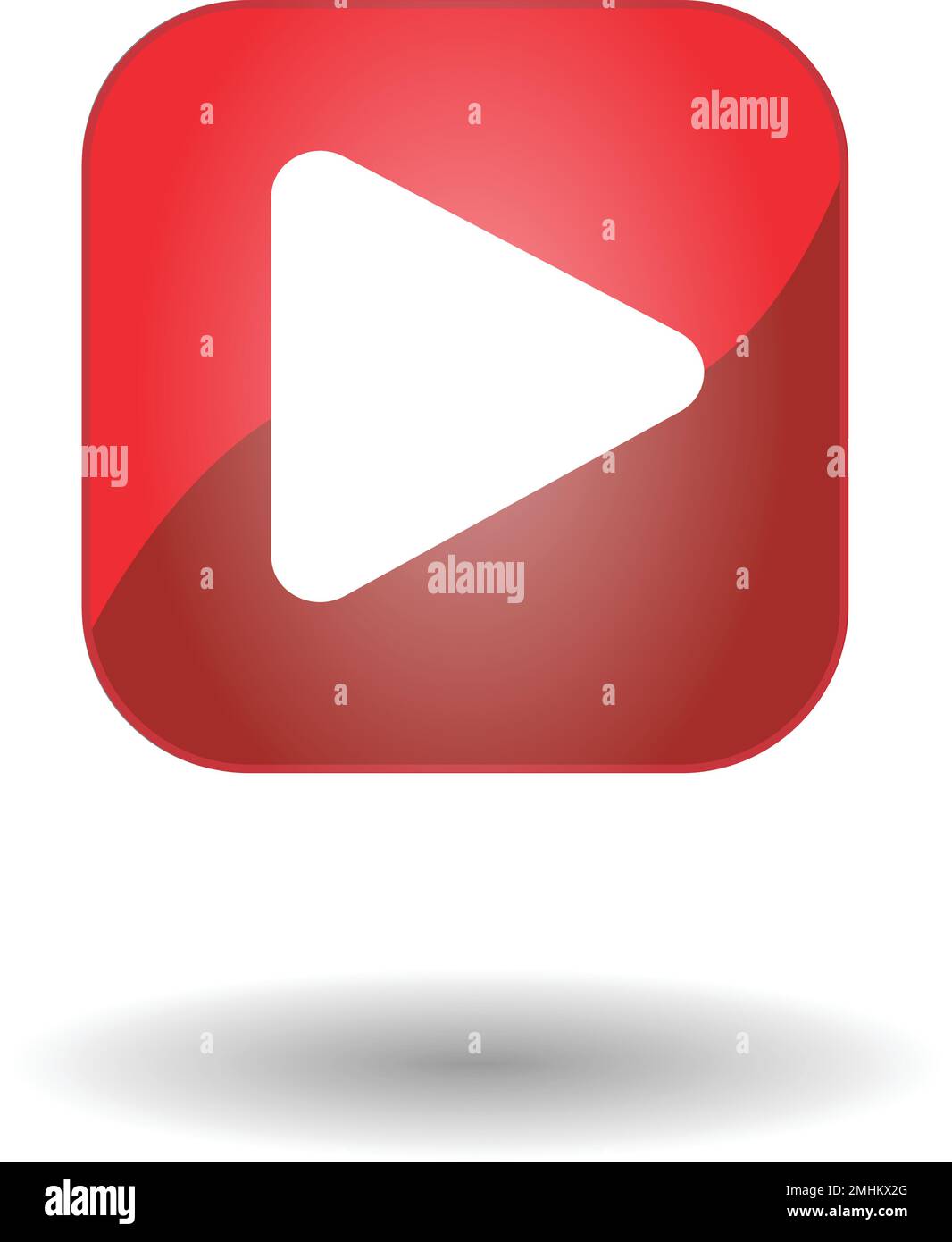 Red play button symbol, video streaming, broadcasting icon isolated ...